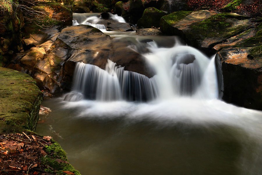 "One of several waterfalls at Healey Dell, Whitworth, near Rochdale ...